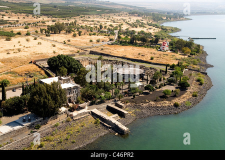 Aerial photograph of the ruins of Capernaum in the sea of Galilee Stock ...
