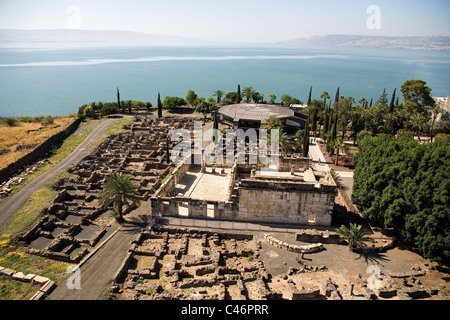 Aerial photograph of the ruins of Capernaum in the sea of Galilee Stock ...