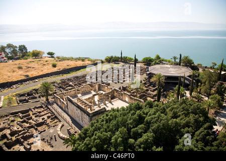Aerial photograph of the ruins of Capernaum in the sea of Galilee Stock ...