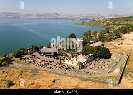 Aerial photograph of the ruins of Capernaum in the sea of Galilee Stock ...