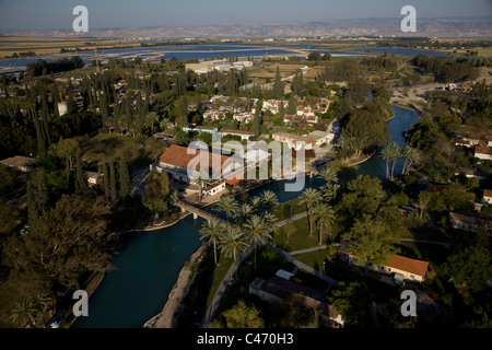 Aerial photograph of kibutz Nir David in the eastern Jezreel valley ...