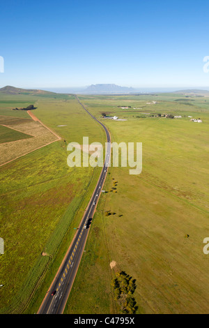 Aerial view of the N7 road just south of the town of Springbok in the ...