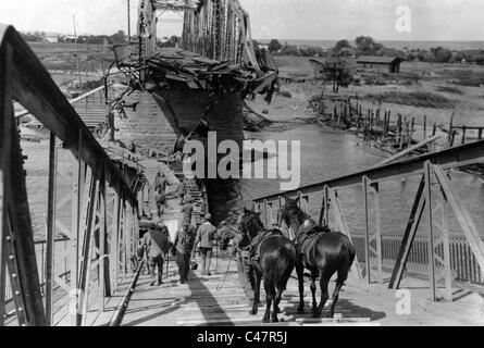 Temporary Military Bridge over River, WWII Period Stock Photo - Alamy