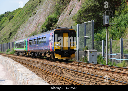 First Great Western diesel train, side view at speed, Northamptonshire ...