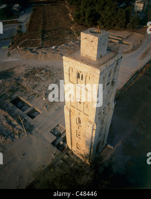 Aerial view of white mosque in a beautiful landscape view of Harau ...