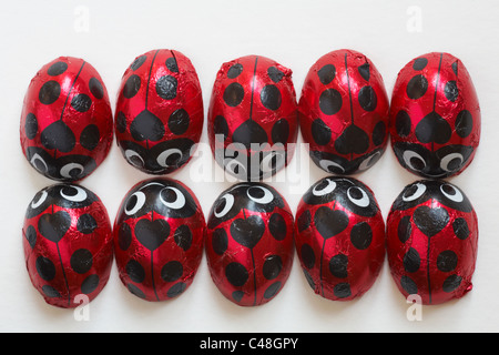 chocolate ladybugs ladybirds in a row Marienkäfer aus Schokolade in ...