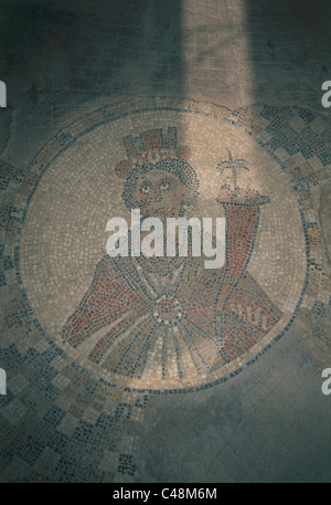 Israel, Beth Shean Valley, a mosaic depicting a menorah from the ...