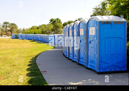 long line portable toilets St. Petersburg Florida Stock Photo - Alamy