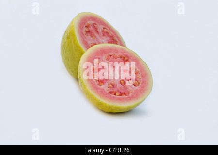 Guava fruit cut in half isolated on white background. Clipping Path ...