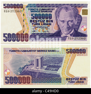 Front and back views of former 1,000,000 (Bir Milyon) Turk Turkish ...