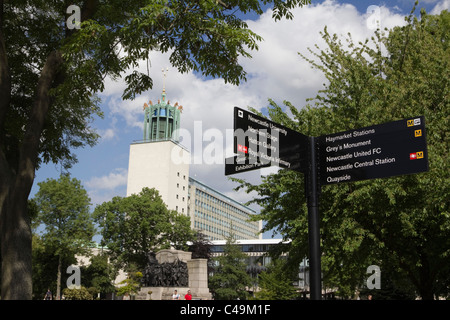 Signpost in Newcastle city centre. Newcastle upon Tyne, Tyne & Wear ...