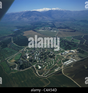 Aerial view of Nir David kibbutz in Emek Yisrael Northern Israel with ...