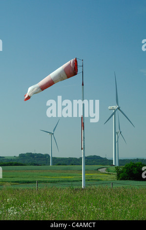 Wind sock and windturbines, Lorraine region, France Stock Photo - Alamy
