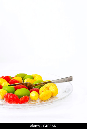 A pile of colorful jelly candies with different flavors. The candies ...