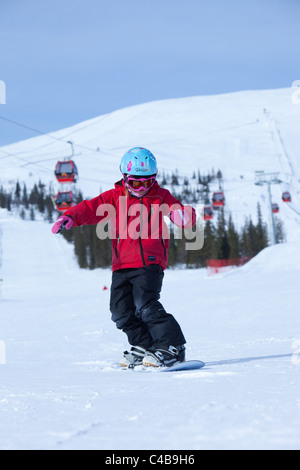 Girl snowboarding in Lapland, Ylläs, Finland Stock Photo - Alamy