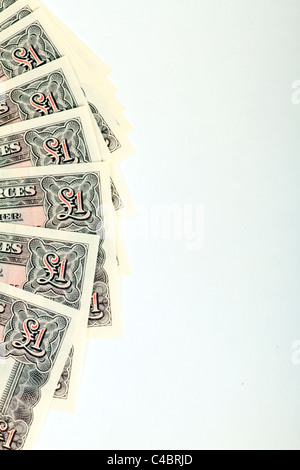 A pile of British Armed Forces One pound notes fanned out Stock Photo ...