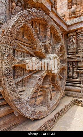 India - Orissa - Konark - sculpted chariot wheels at the Sun Temple ...