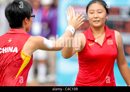 Team China react after winning gold medal in the team acrobatic of ...