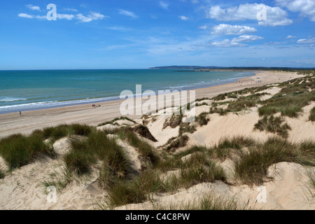 View over dunes and beach of Camber Sands Stock Photo - Alamy