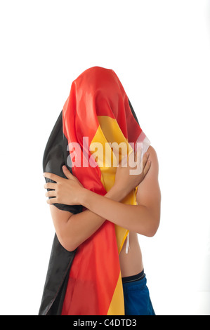 A Germany supporter cheer in support of their team during the FIFA ...