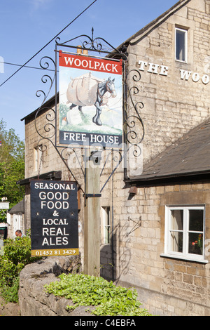 The Woolpack Inn, pub sign, Slad, Gloucestershire. The village inn that ...