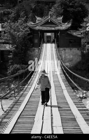 China, Sichuan, Luding, Luding bridge over Dadu river. The bridge dates ...
