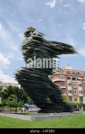 The runner (dromeas), a sculpture of glass stacked on iron in Athens ...