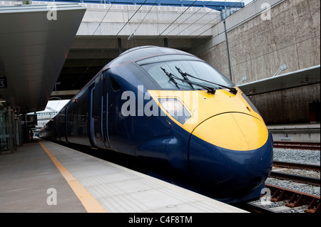 A Southeastern railways high speed train arrives on a sunny morning at ...