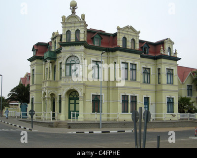 German style architecture of Swakopmund coastal Namibia town with ...