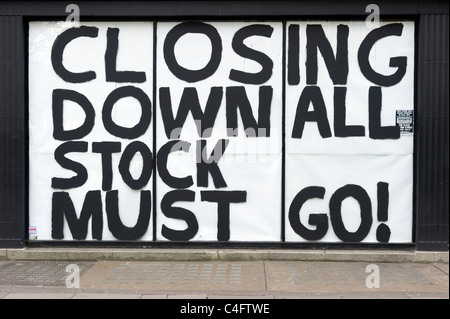 Closing down - All stock must go sign. During the recession 2010 Stock ...