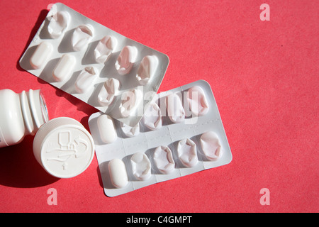 Empty pill bottle and empty blister packs Stock Photo - Alamy
