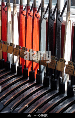 railway signal levers in signal box at ryde on the isle of wight Stock ...