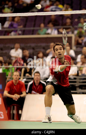 Nathan Robertson of England during their Mixed Doubles Semi-finals ...