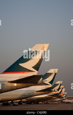 Cathay Pacific china airlines tailfins tails plane Stock Photo - Alamy