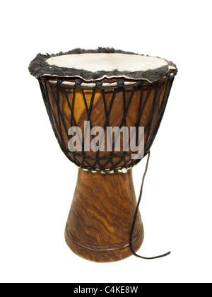 Handmade Djembe drum on the white background Stock Photo - Alamy
