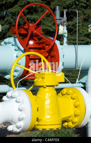 colorful natural gas pipe valves Stock Photo - Alamy