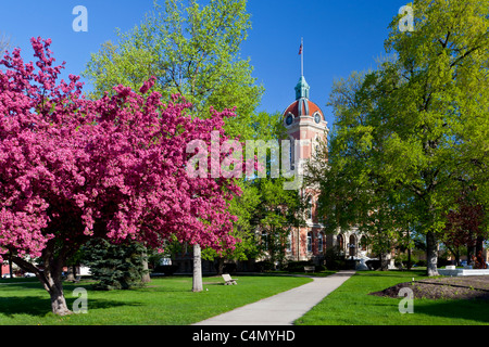 Indiana Elkhart County,Goshen,Courthouse,Neptune statue,trident,couple ...