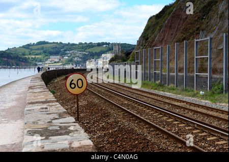 Railway speed limit sign, UK Stock Photo - Alamy