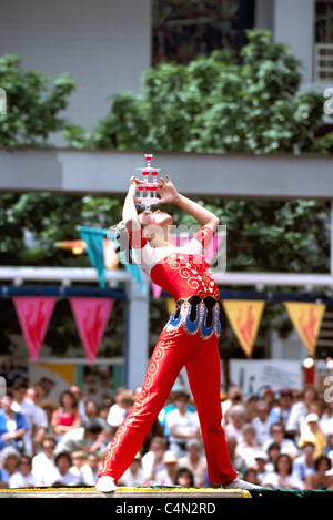 Chinese traditional acrobats performing outside a theatre theater in ...