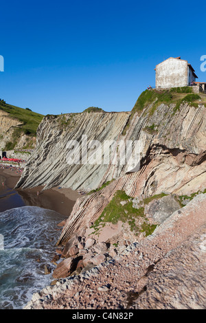 Flysch, Zumaia beach, Zumaia, Gipuzkoa, The Basque Country, The Bay of ...