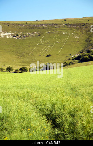 The Long Man of Wilmington, ancient figure on the South Downs near ...