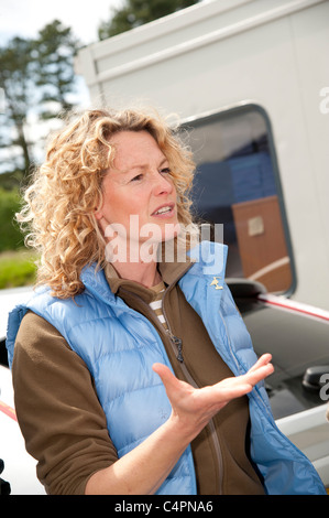 BBC Springwatch presenter Kate Humble poses with a Banded Demoiselle ...