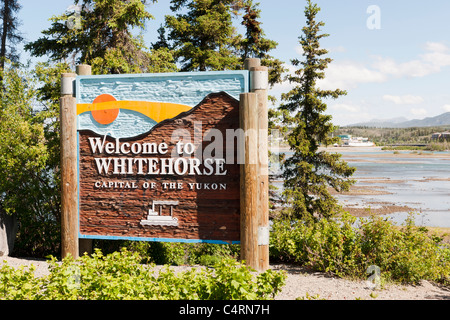 Welcome to Whitehorse sign, Whitehorse, Yukon, Canada Stock Photo - Alamy