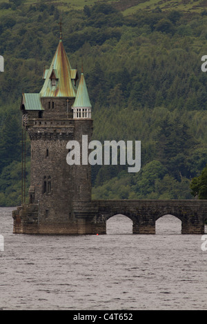 Gothic water straining tower at Lake Vyrnwy reservoir, Wales Stock ...