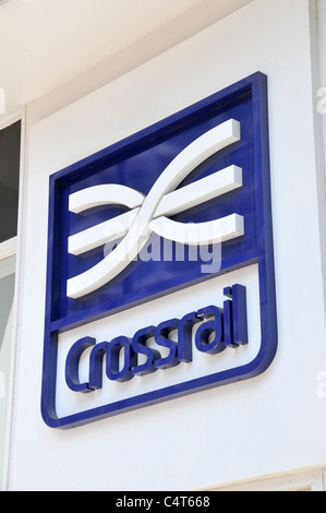 Crossrail logo visitor centre Charing Cross Road Stock Photo - Alamy