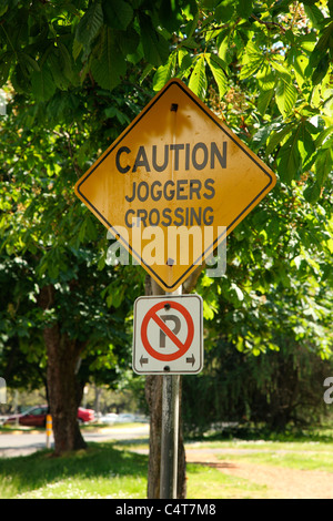 Joggers crossing sign Stock Photo - Alamy