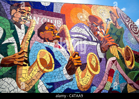 “Rhapsody” tile mosaic mural by John Yancey, at Dr. Charles E. Urdy ...