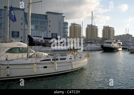 Gibraltar Yachts in Marina Bay with the Rock in background Stock Photo ...