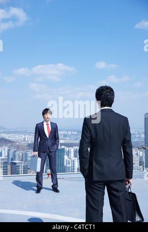 business rivals directly facing each other Stock Photo - Alamy