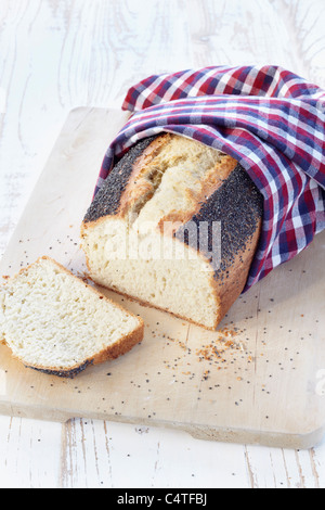 Poppy seed white loaf bread isolated on white Stock Photo - Alamy
